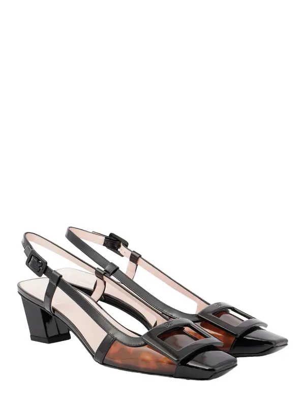 ROGER VIVIER Belle Vivier 45 Patent Leather Slingback Pumps - Black