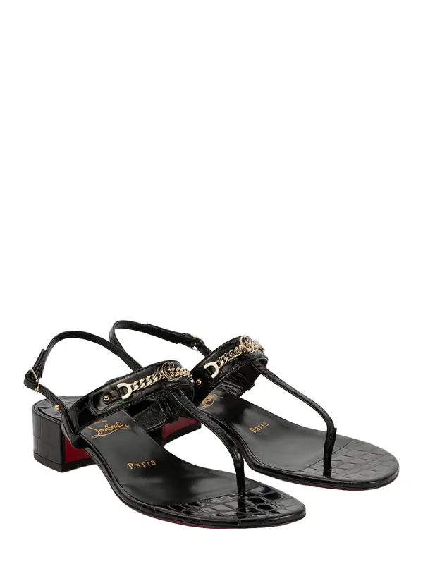 CHRISTIAN LOUBOUTIN Mj Thong Croc-effect Leather Sandals - Black