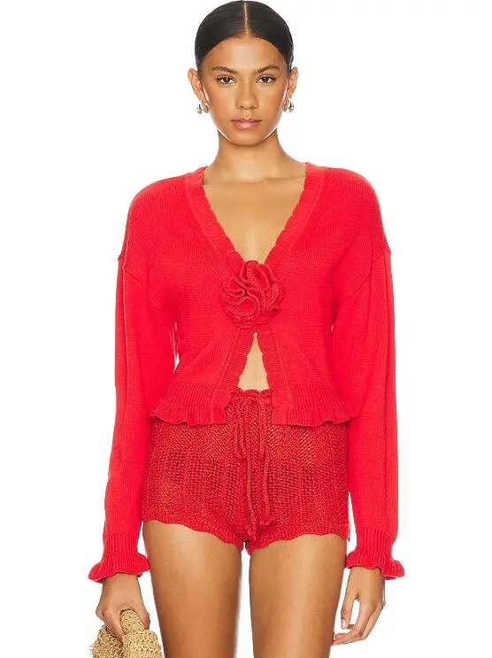 Tularosa Jovien Rosette Cardigan - Red