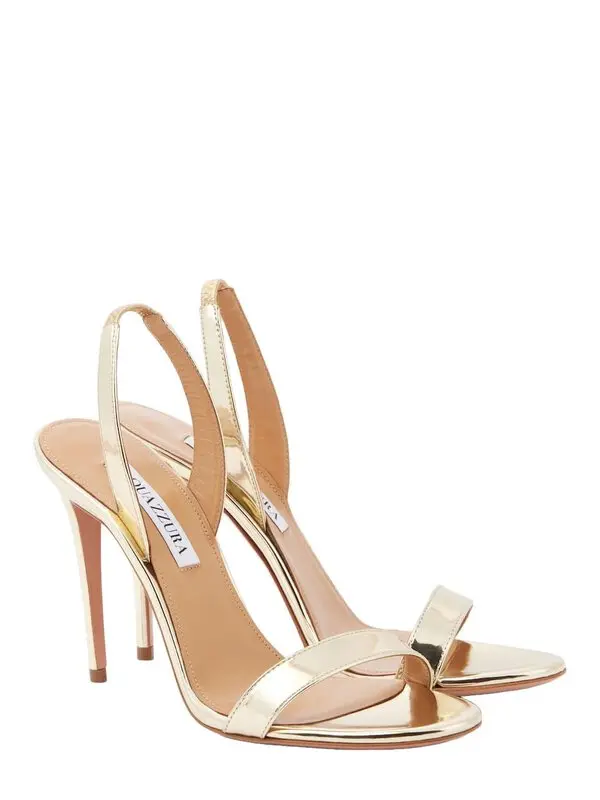AQUAZZURA So Nude 105 Metallic Leather Sandals - Gold