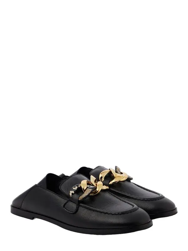 See By Chloé Chain Line Leather Loafers - Black
