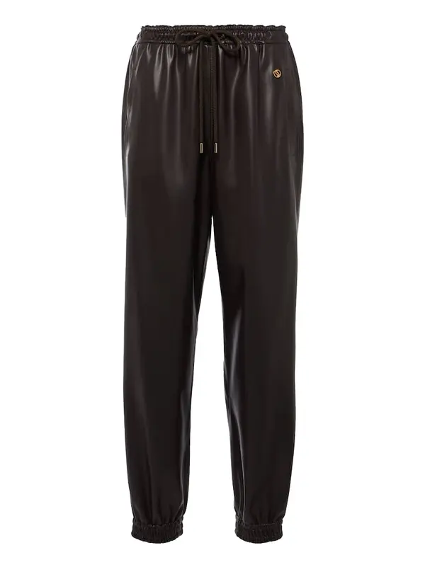 Stella McCartney Faux Leather Sweatpants - Brown