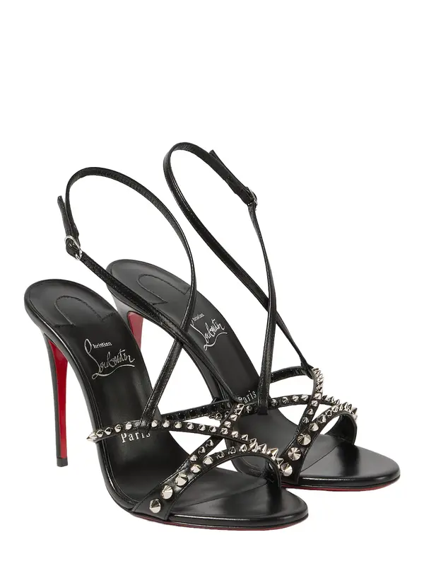 CHRISTIAN LOUBOUTIN Tatooshka Spikes Leather Sandals - Black