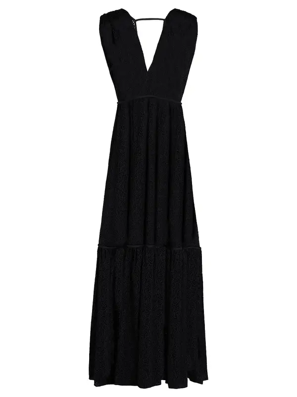 Bite Studios Prato Gathered Lace Maxi Dress - Black