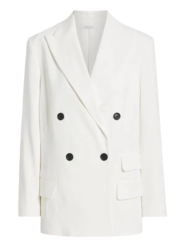 Another Tomorrow Double-breasted Hemp-blend Blazer - Off-white