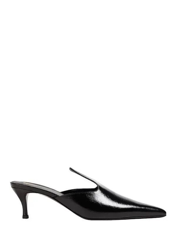 TOTEME Pencil Crinkled Patent-leather Mules - Black