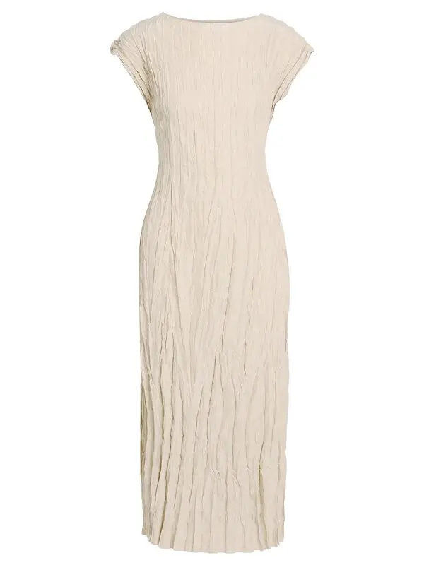 TOTEME Crinkled Silk Midi Dress - Beige