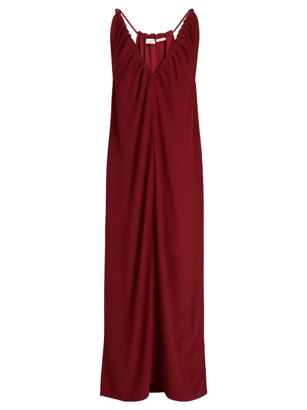 Bite Studios Theros Ruched Crepe Midi Dress - Burgundy