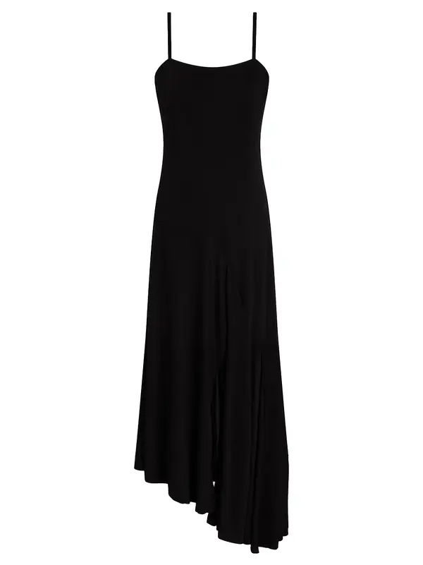 Bite Studios Contour Asymmetric Pleated Jersey Midi Dress - Black