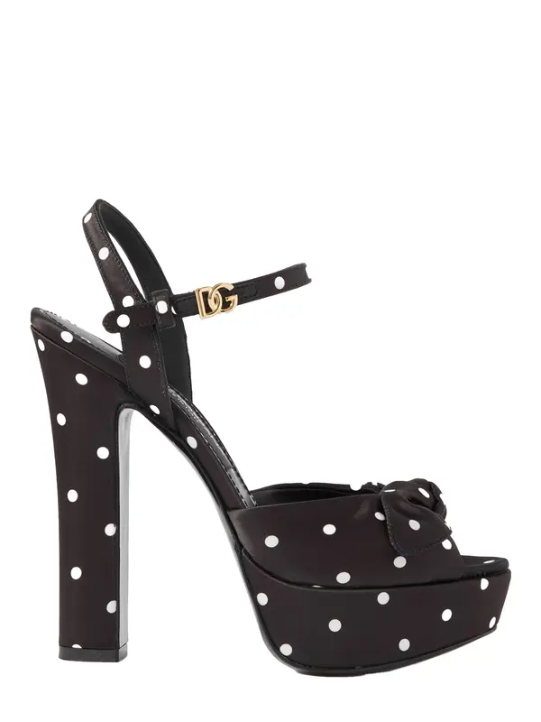 Dolce & Gabbana Keira Embellished Polka-dot Satin Sandals - Black