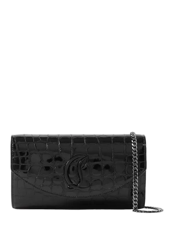 CHRISTIAN LOUBOUTIN Loubi54 Croc-effect Leather Shoulder Bag - Black
