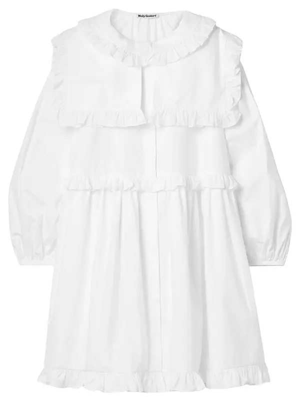 MOLLY GODDARD Lizzie Ruffled Mini Dress - White