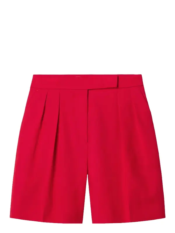 Max Mara Jessica Pleated Wool Shorts - Red