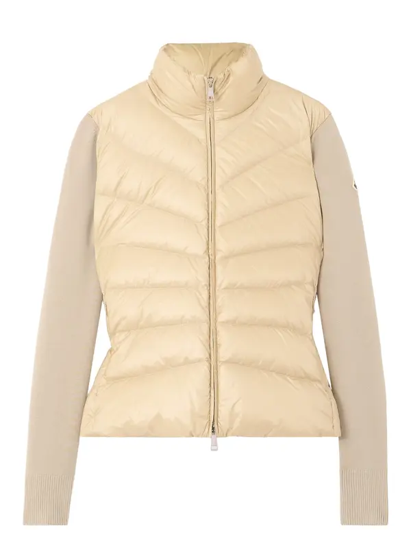 Moncler Apliquéd Wool And Quilted Shell Down Cardigan - Off-white