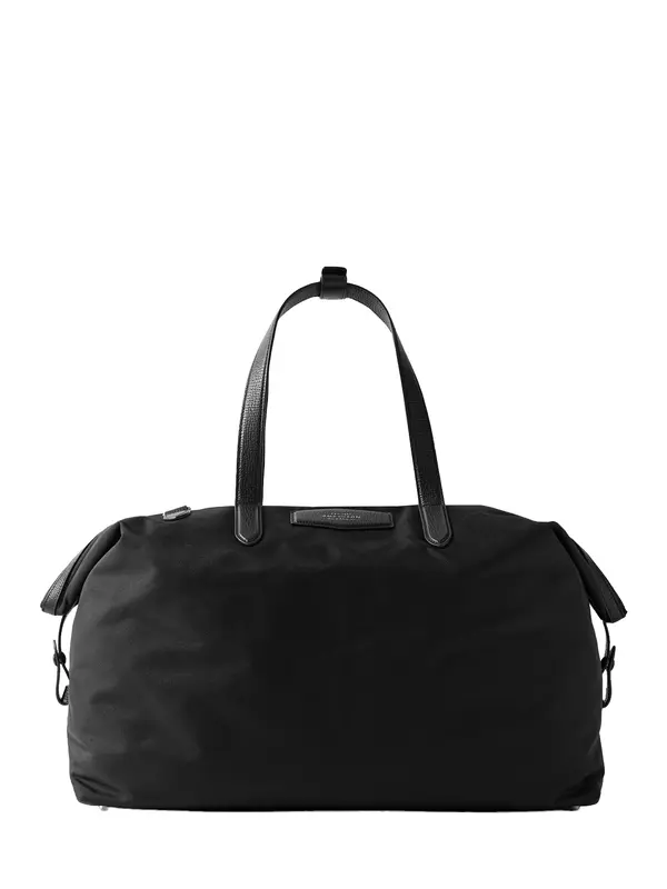 Smythson Norton Textured-leather Trimmed Canvas Weekend Bag - Black