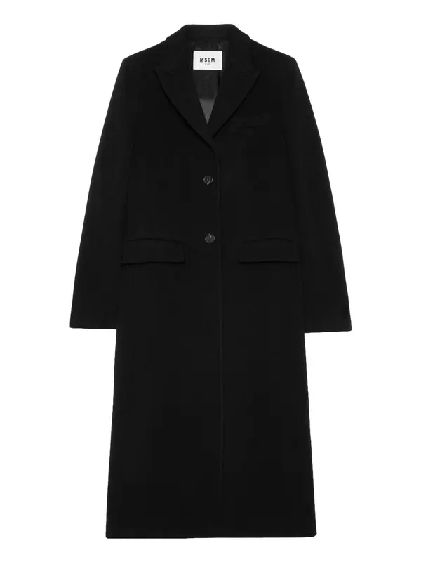 MSGM Notched-lapel Button-fastening Coat - Black