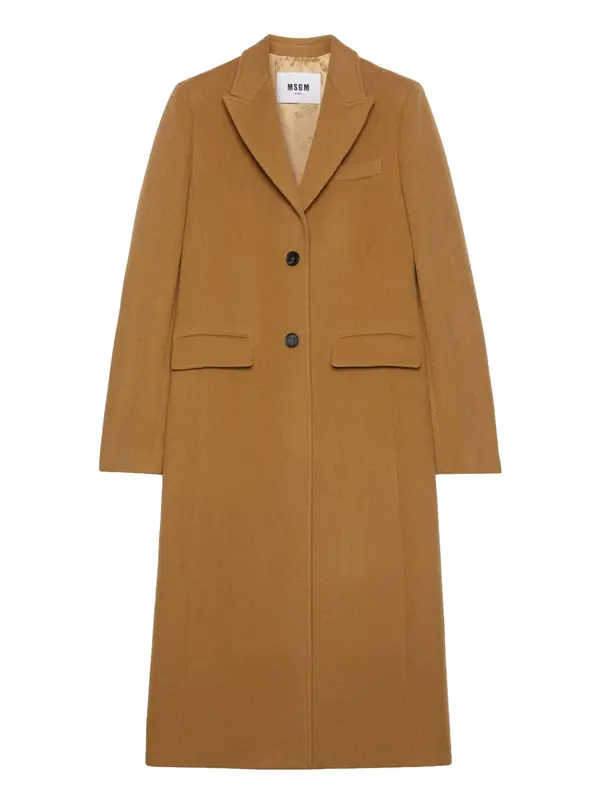 MSGM Notched-lapel Button-fastening Mid-length Coat - Brown