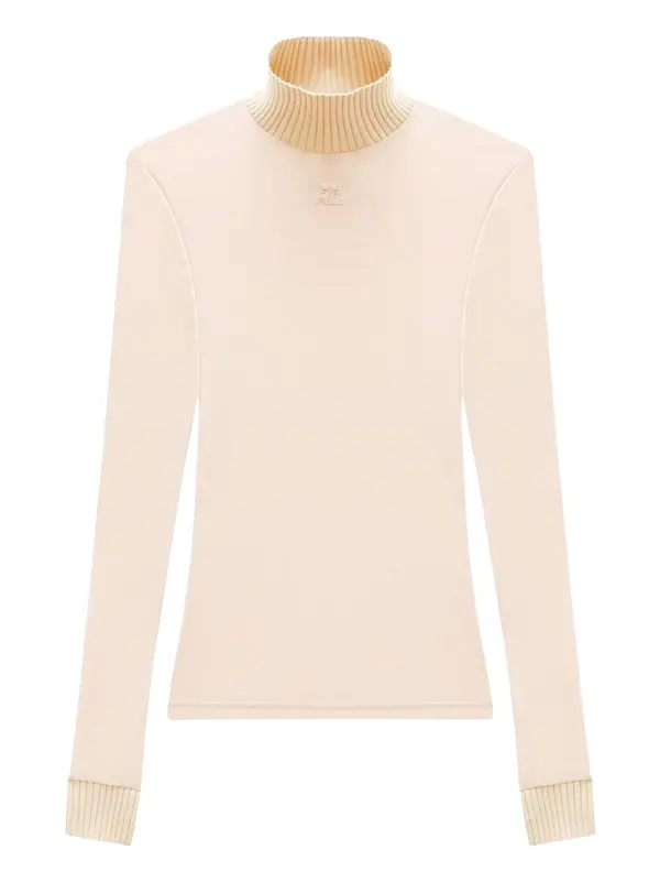 COURREGES Logo High-neck Knitted Top - Neutrals