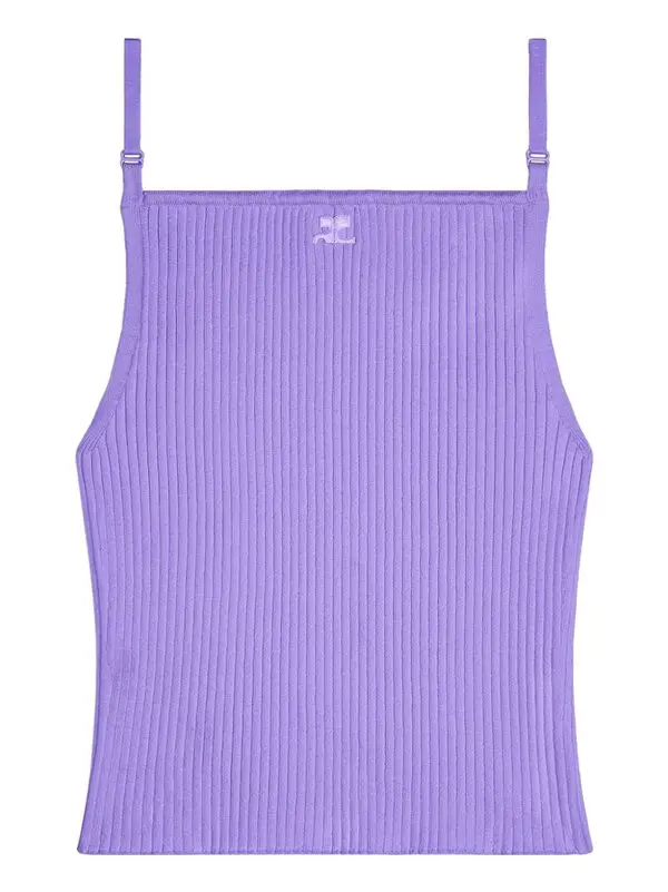COURREGES Logo-embroidered Ribbed Tank Top - Purple