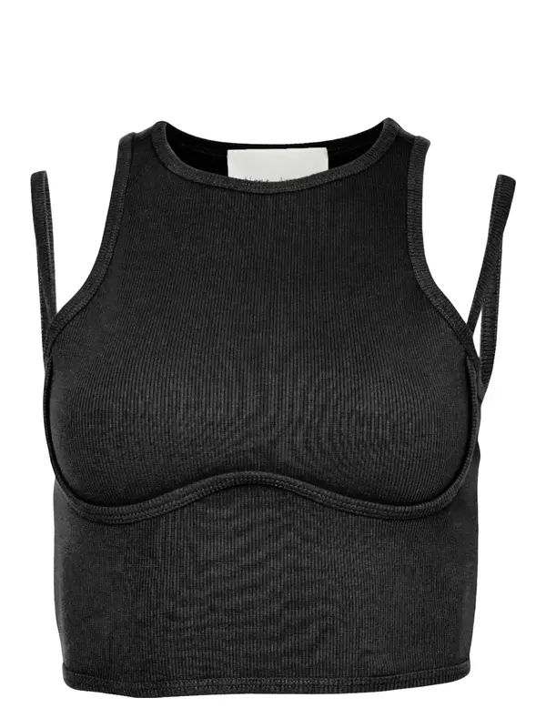 Fleur Du Mal Strappy Ribbed Tank Top - Black