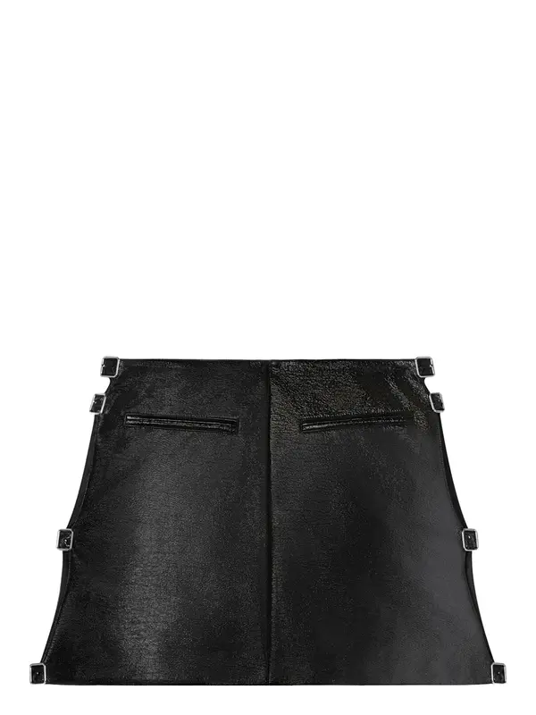 COURREGES Buckled Coated Miniskirt - Black
