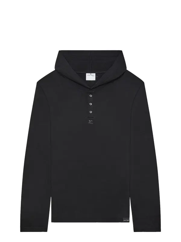 COURREGES Fine-knit Wool Hoodie - Black