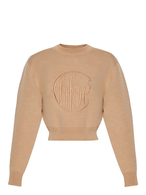 Chloé Embroidered Logo Wool Jumper - Neutrals