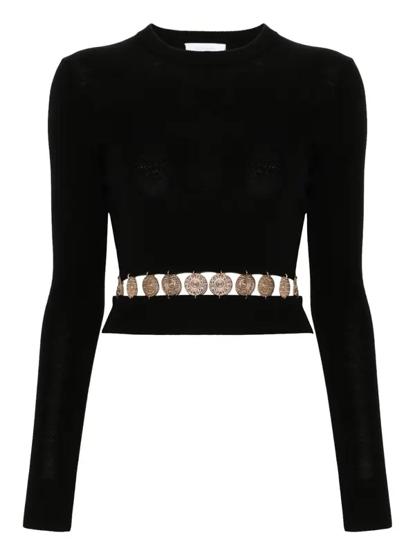 Rabanne Ribbed-knit Top With Studs - Black