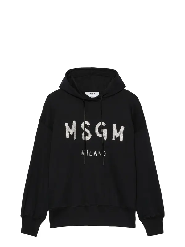 MSGM Logo-print Cotton Hoodie - Black