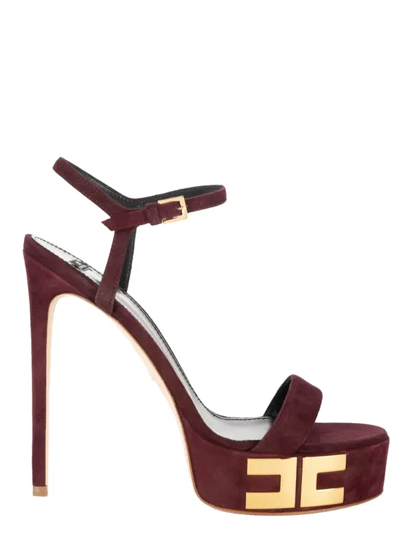 Elisabetta Franchi 135mm Logo Platform Sandals - Red
