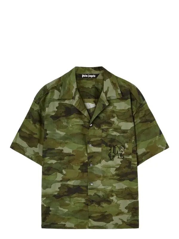 Palm Angels Camouflage-print Cotton Shirt - Green