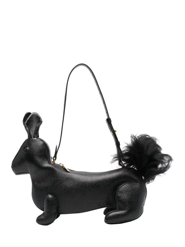 Thom Browne Squirrel-motif Leather Shoulder Bag - Black