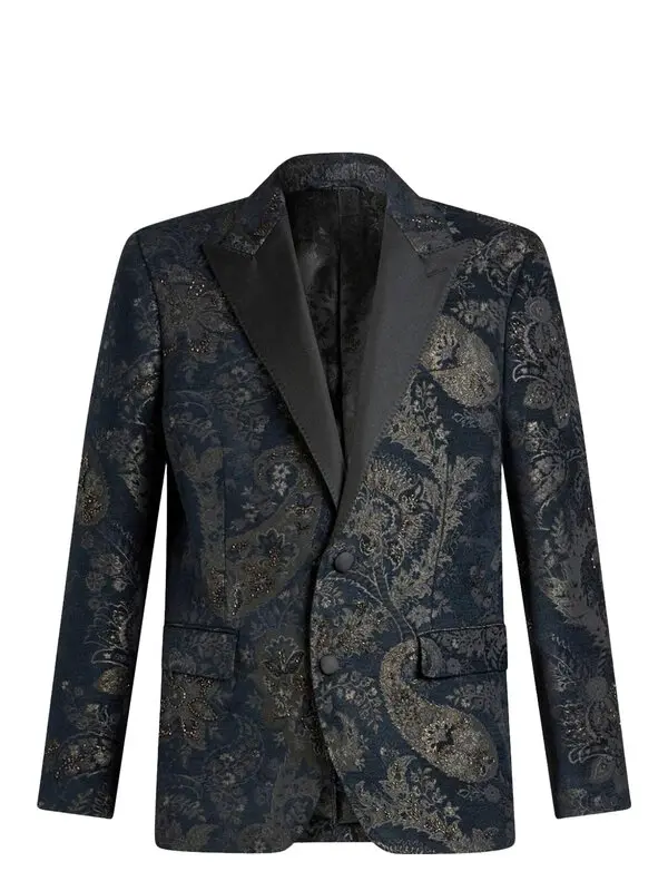 Etro Peak-lapel Jacquard Blazer - Blue