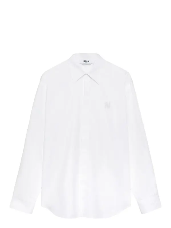 MSGM Logo-appliqué Long-sleeve Shirt - White