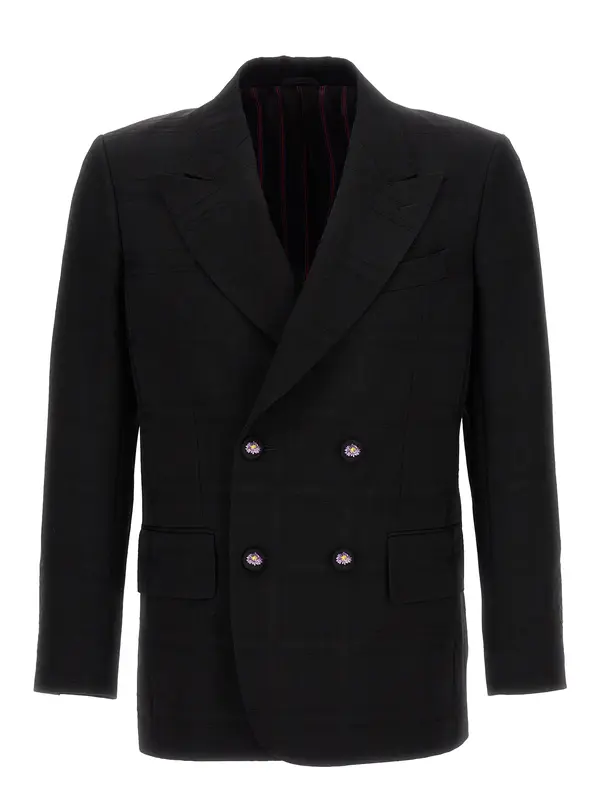 Etro Check Double-breasted Blazer - Black