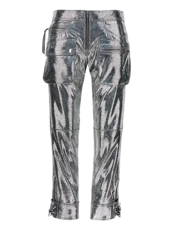 Isabel Marant Ciane' Crackle Leather Pants - Silver