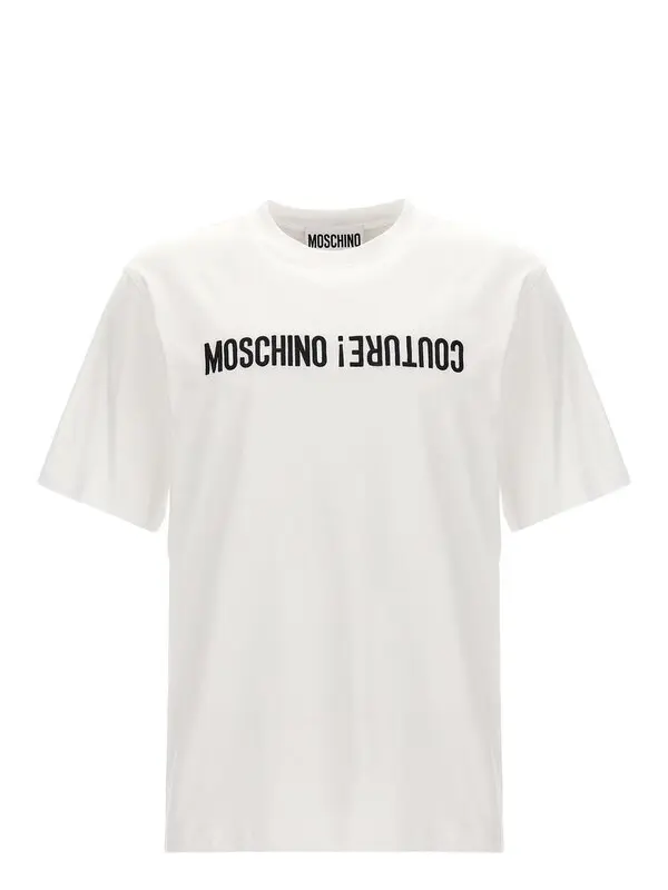 Moschino Logo Embroidery T Shirt - White/black