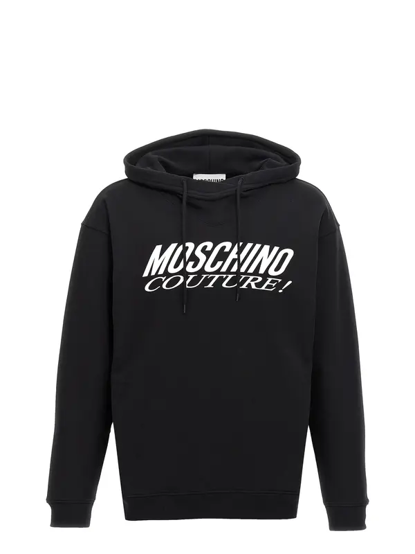 Moschino Logo Print Hoodie - White/black