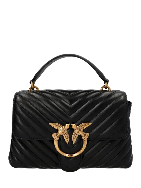 Pinko Big Lady Love Bag Puff Chevron Handbag - Black