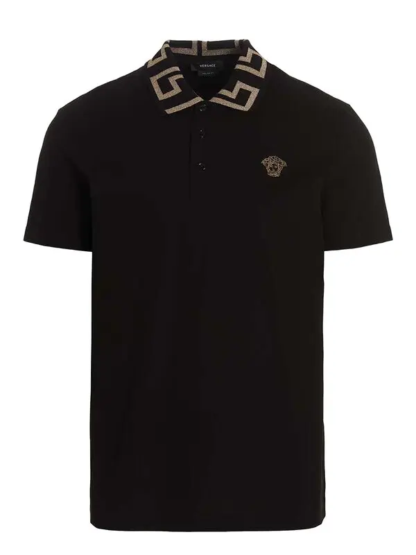 Versace Greca' Polo Shirt - Black