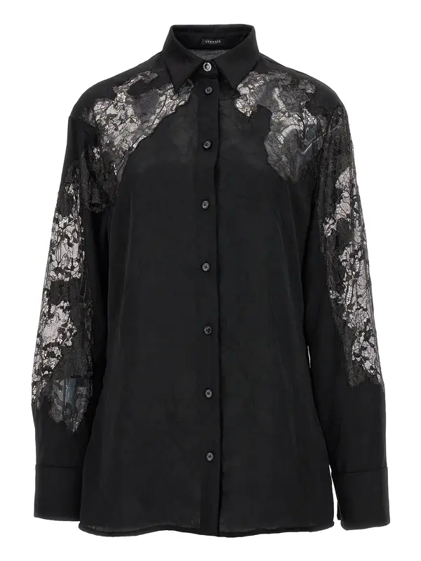 Versace Satin Lace Shirt - Black