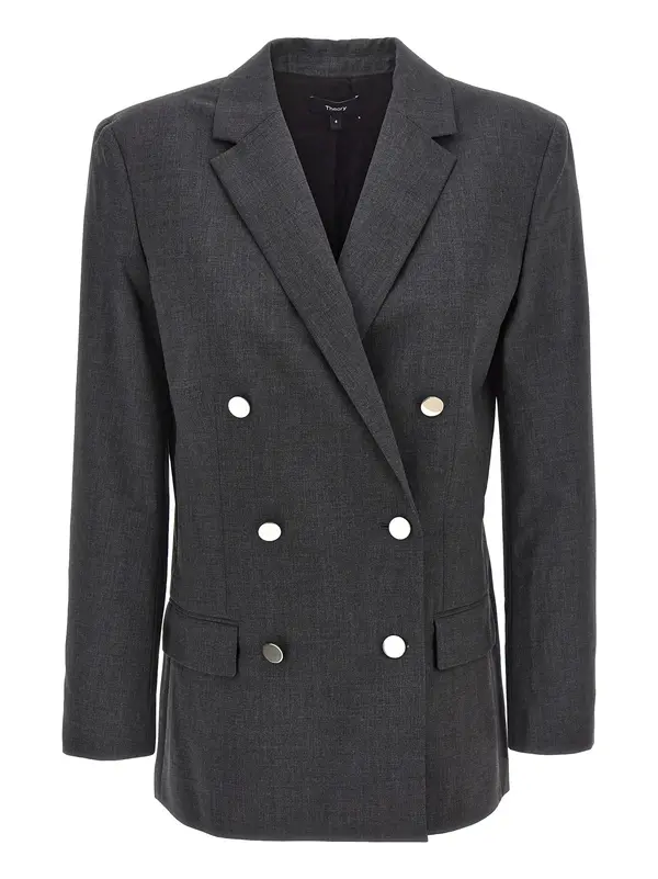 Theory Boxy Wool Blazer - Gray