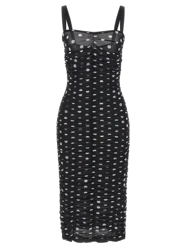 Dolce & Gabbana Mambo Polka Dot Tulle Pencil Dress - White/black