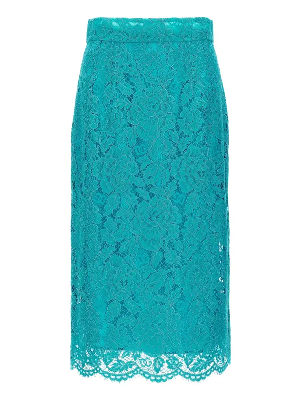 Dolce & Gabbana Floral Lace Skirt - Light Blue