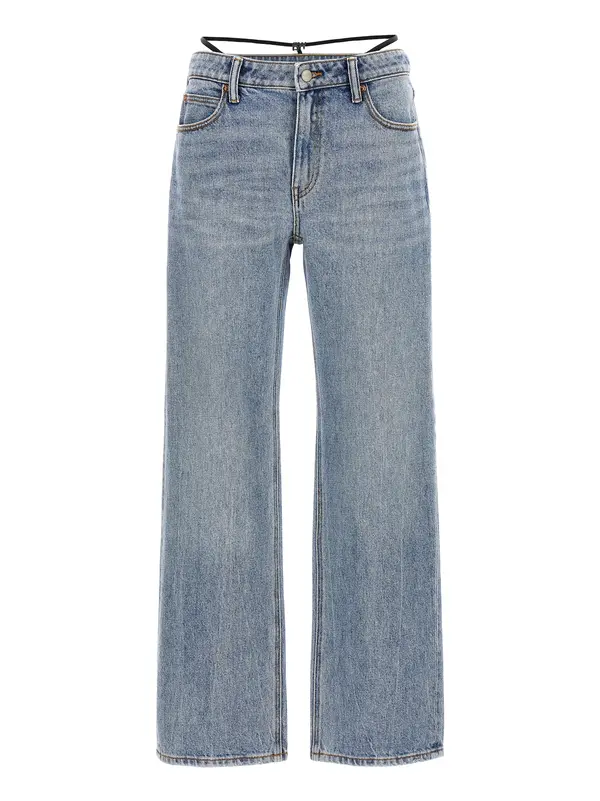 DENIM X ALEXANDER WANG Prestyle Diamante Charm' Jeans - Light Blue