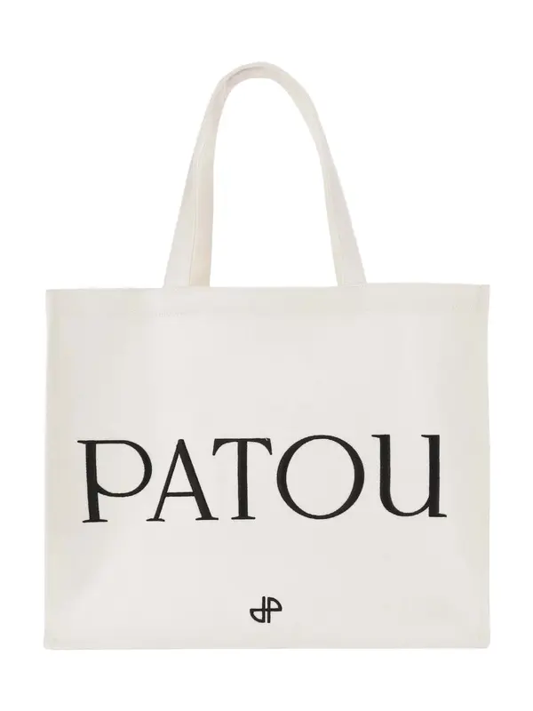 Patou Large Cotton Canvas Tote Bag - White