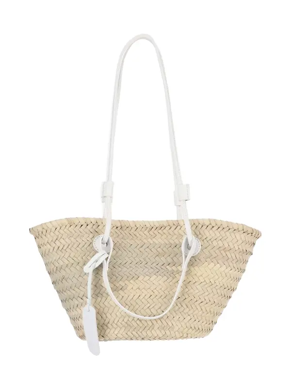 FILIPPO CATARZI Straw Tote With Logo - Beige