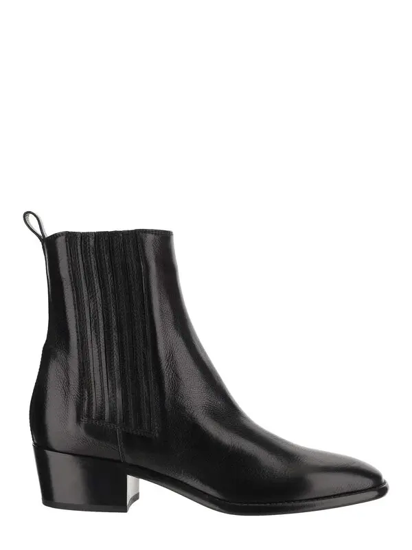 Sartore Glossy Leather Ankle Boots - Black