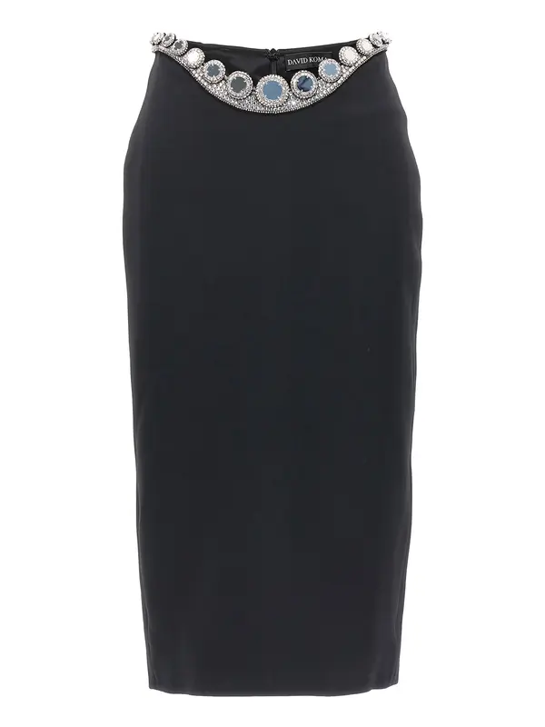 David Koma Cashmere Circle Embroidery Skirt - Black