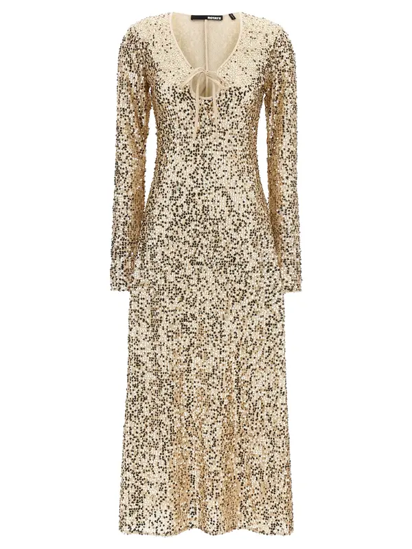 Remain Birger Christensen Sequined Midi Dress - Gold
